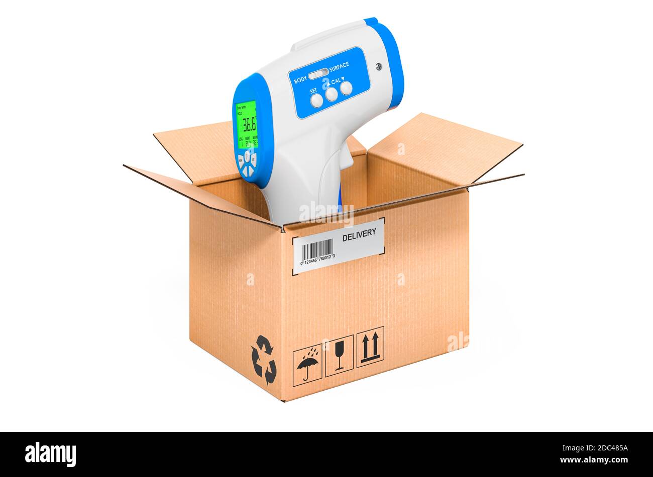 Digital Non-contact IR Infrared Thermometer inside cardboard box ...