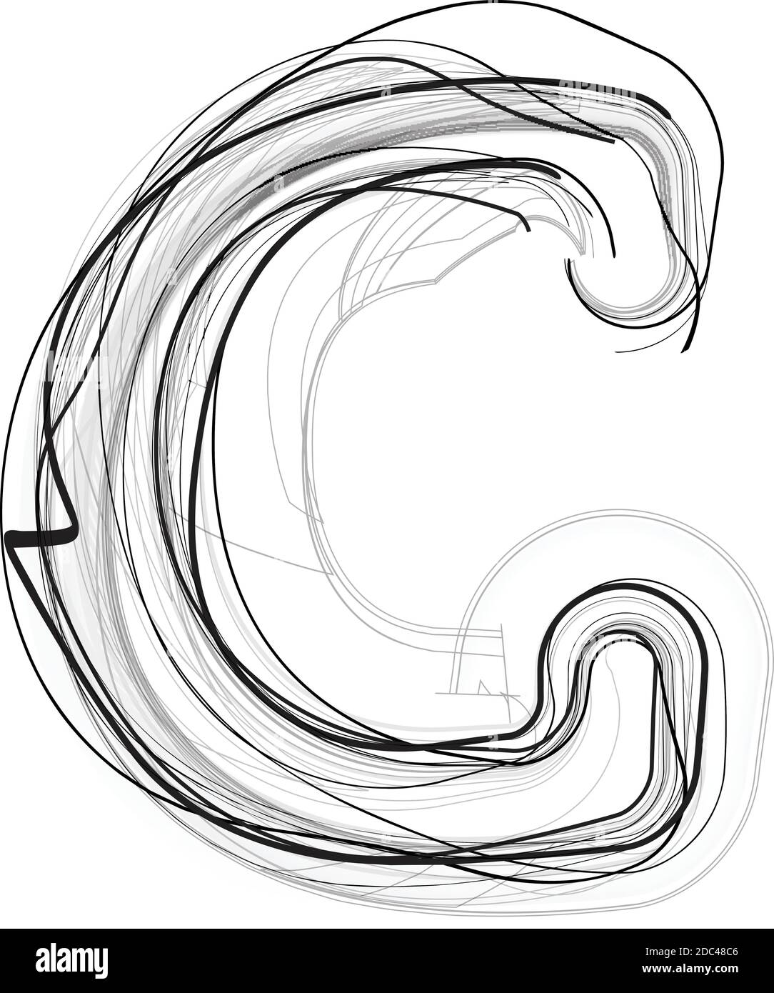 Abstract hand drawn Letter C Vector illustration Stock Vector Image ...