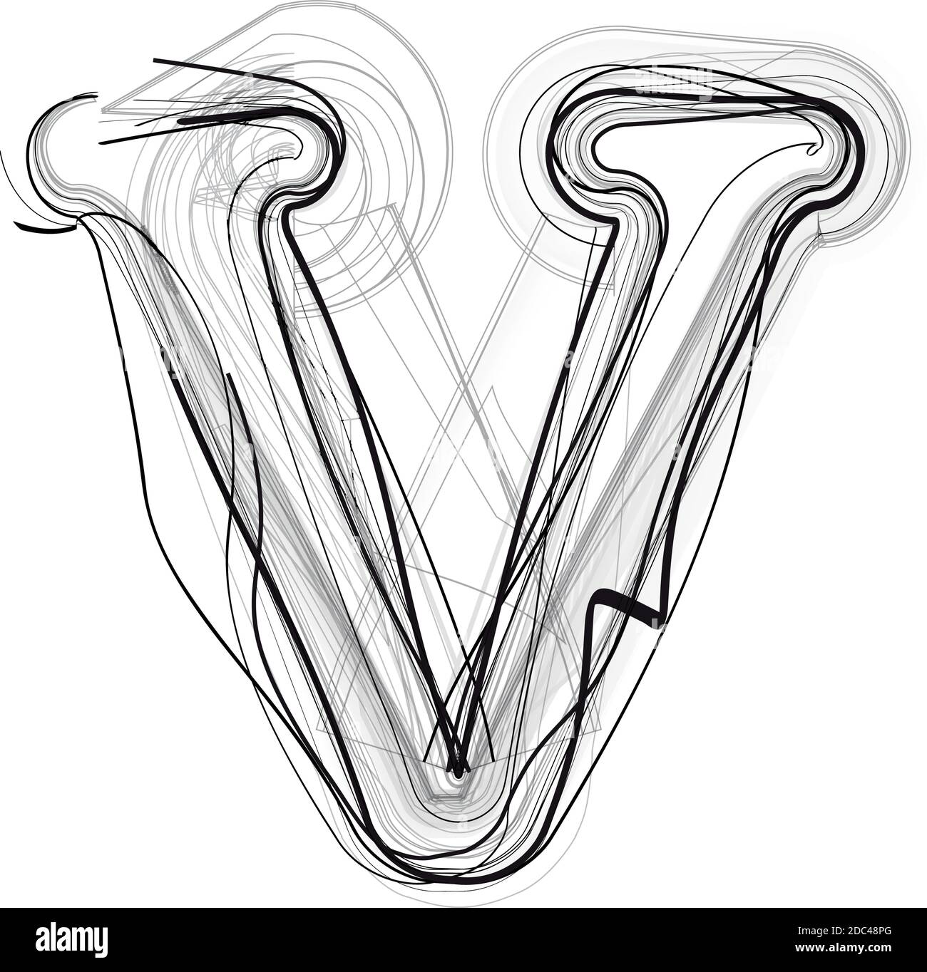 Abstract hand drawn Letter V Vector illustration Stock Vector Image ...