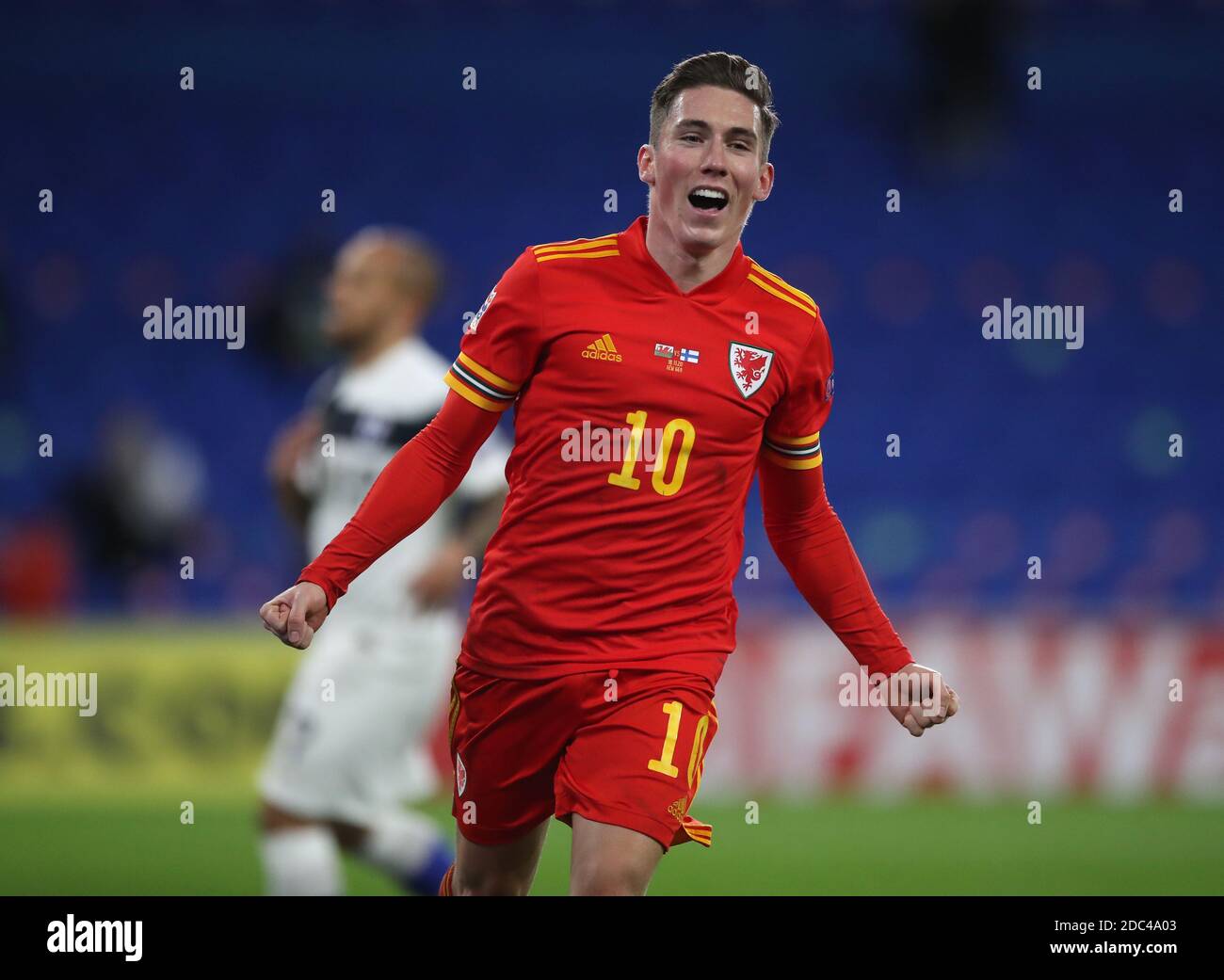 Wales' Harry Wilson celebrates scoring his side's first goal of the ...