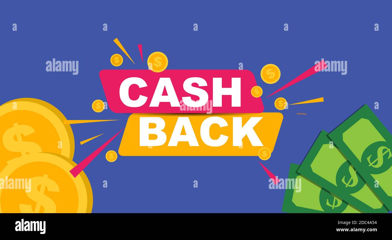 Money cashback poster with gold dollar coins. illustration Stock Photo ...
