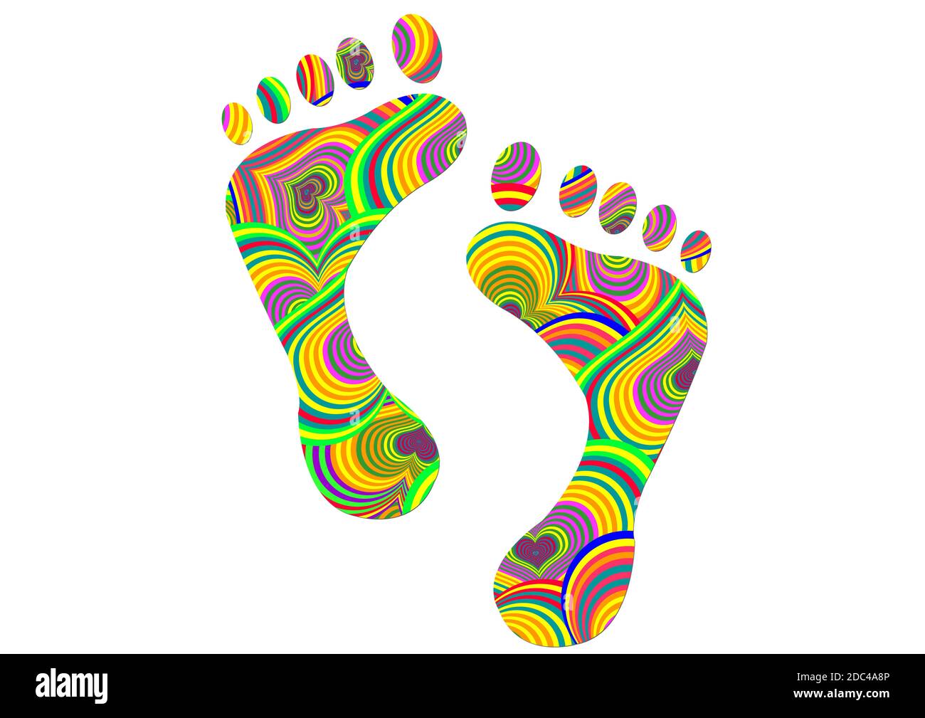 Fun foot print shape made of fun colorful circle pattern for decoration ...