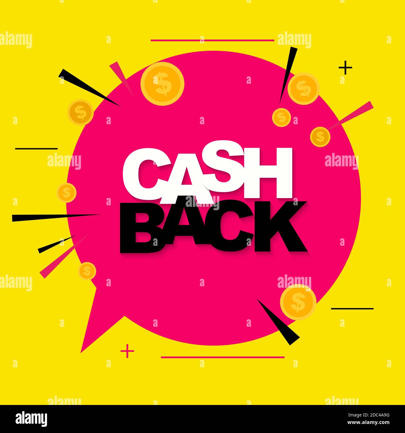 Money cashback poster with gold dollar coins. illustration Stock Photo ...