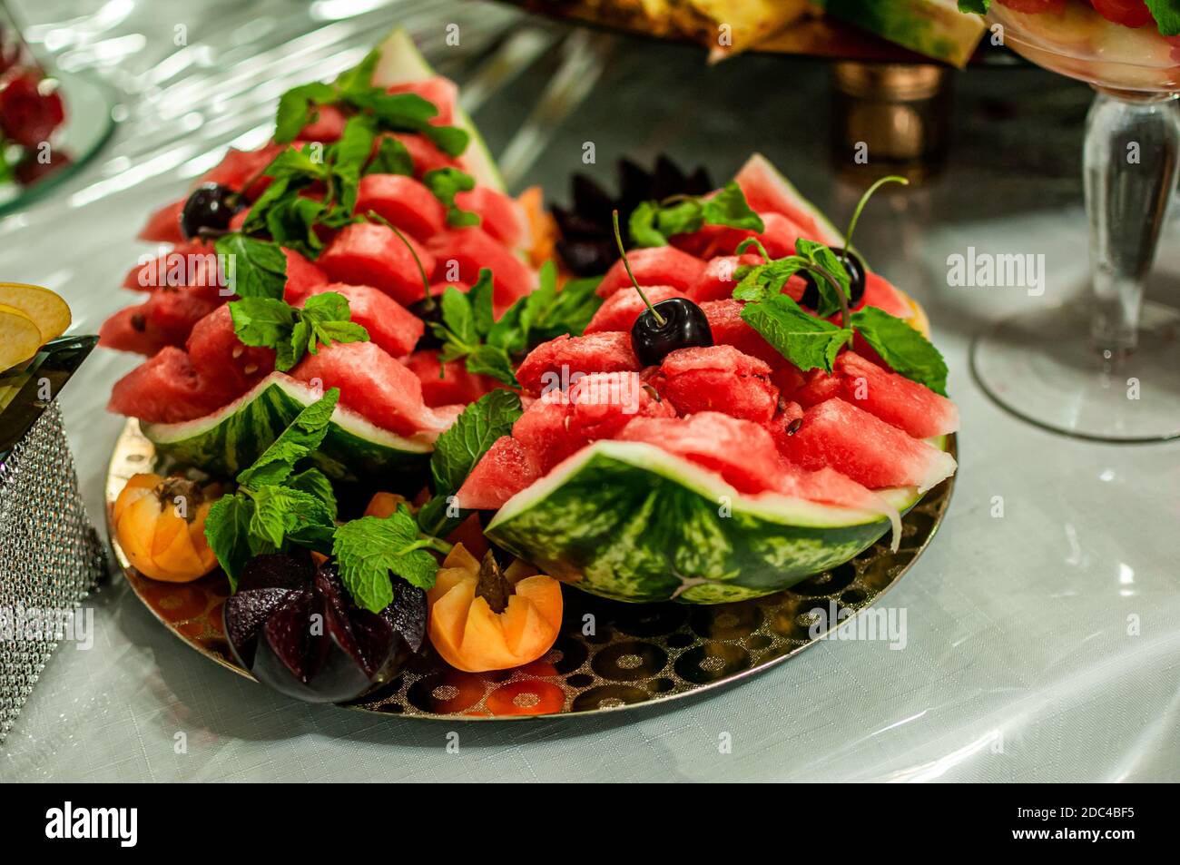 Watermelon at the wedding buffet Stock Photo - Alamy
