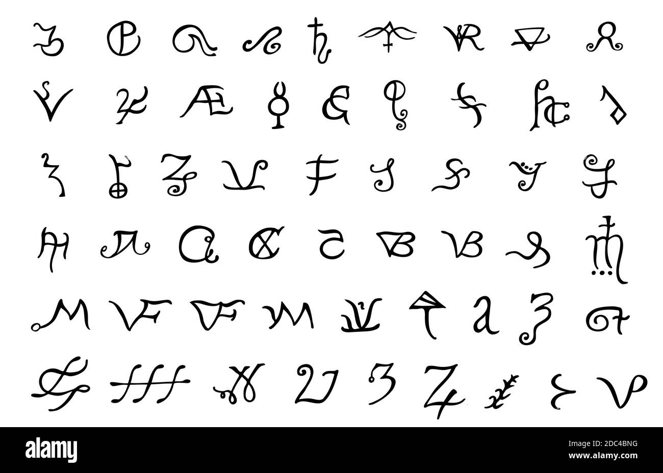 A set of alchemical symbols isolated on white. Hand drawn elements for ...