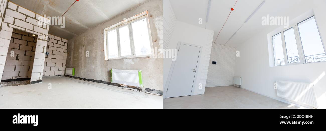 Comparison of a room in an apartment before and after renovation new ...