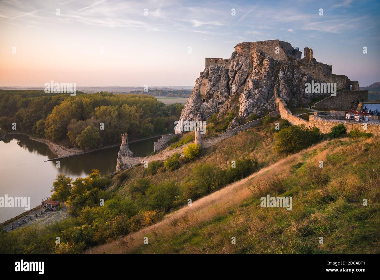 Famous Devin Castle Ruin Located at Confluence of Danube River and Morava River near Bratislava ...