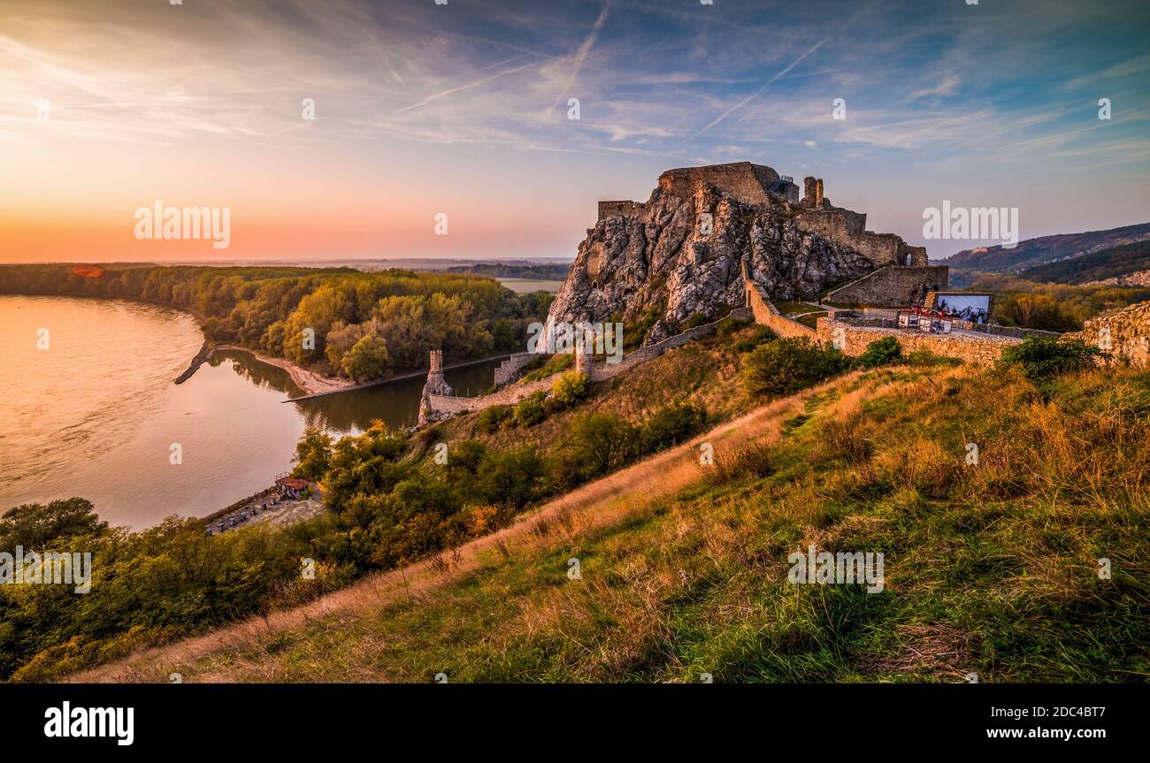 Famous Devin Castle Ruin Located at Confluence of Danube River and ...