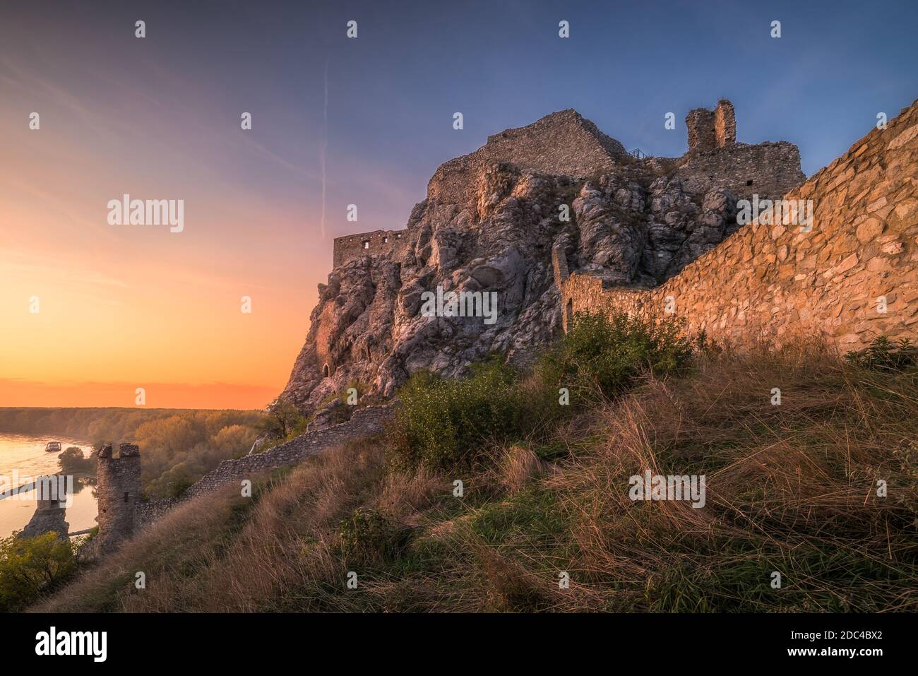 Famous Devin Castle Ruin Located at Confluence of Danube River and ...