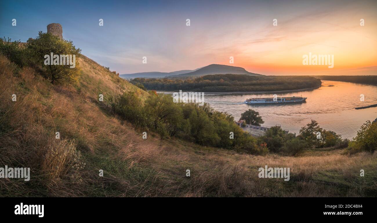 Devin Castle Ruin over Danube River near Bratislava, Slovakia at Sunset ...
