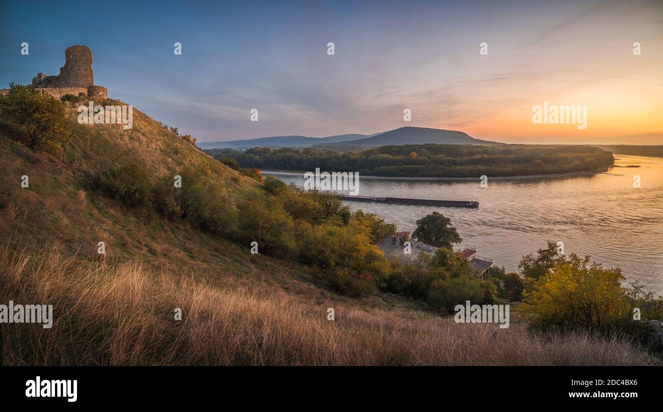 Devin Castle Ruin over Danube River near Bratislava, Slovakia at Sunset ...