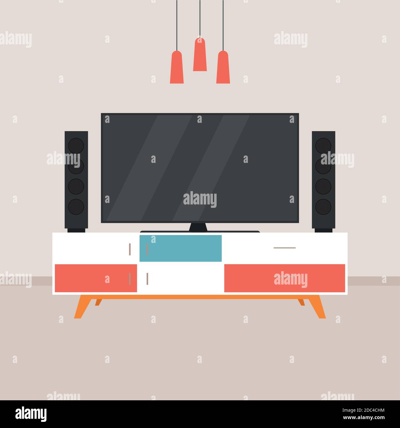 Home theater image. home entertainment - Vector illustration Stock ...