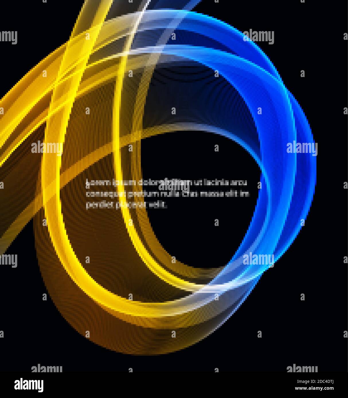 Abstract colorful blue wave design element on dark background. Science ...