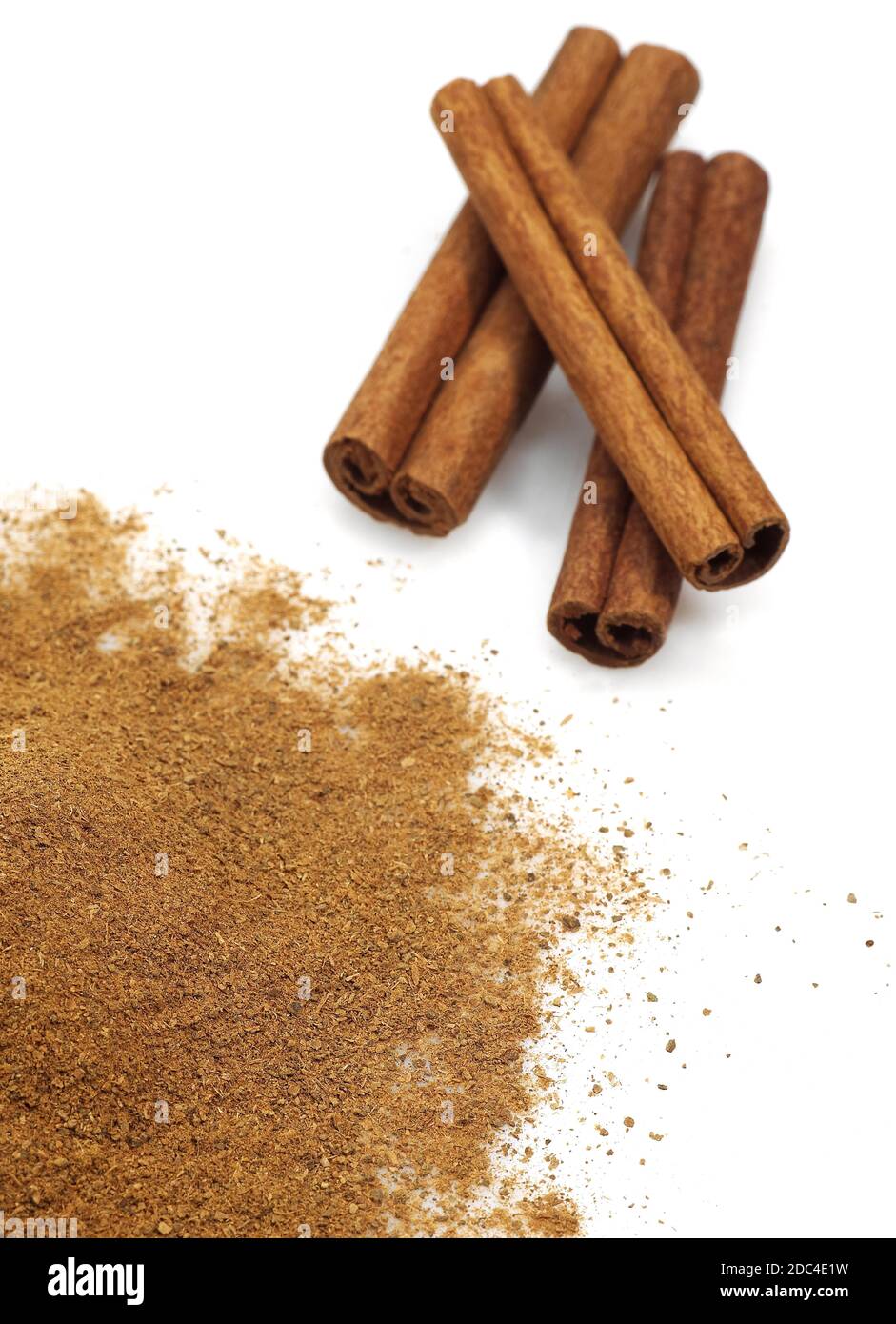 CINNAMON BARK AND POWDER cinnamomum zeylanicum Stock Photo - Alamy