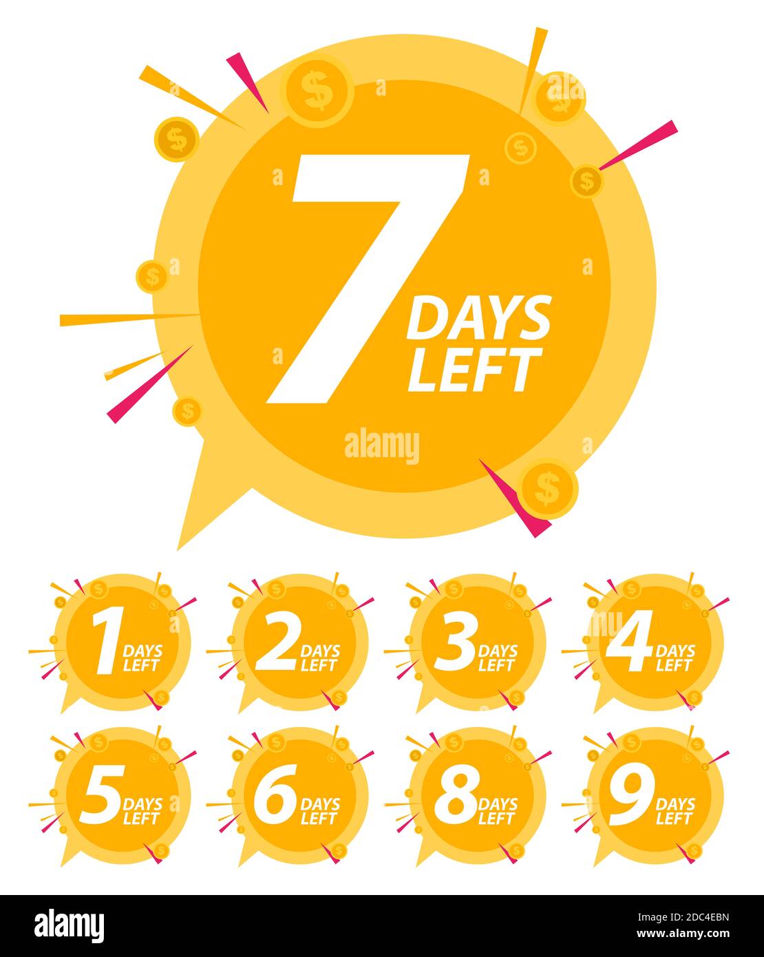 Offer sale business sign with Days left collection set. illustration ...