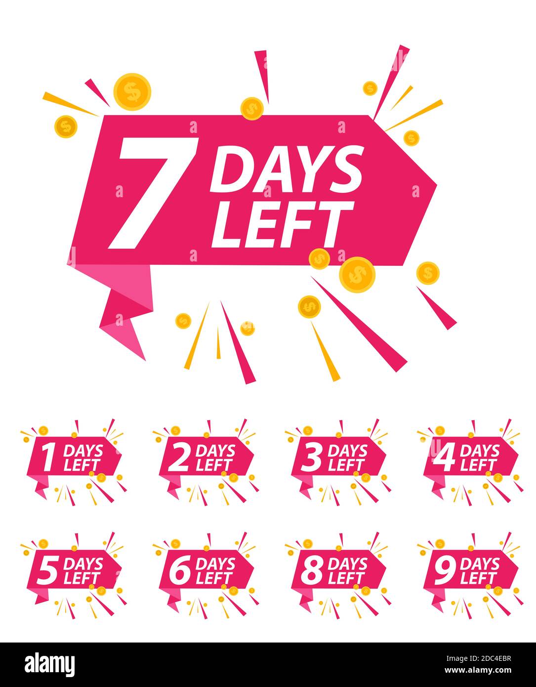 Offer sale business sign with Days left collection set. illustration ...