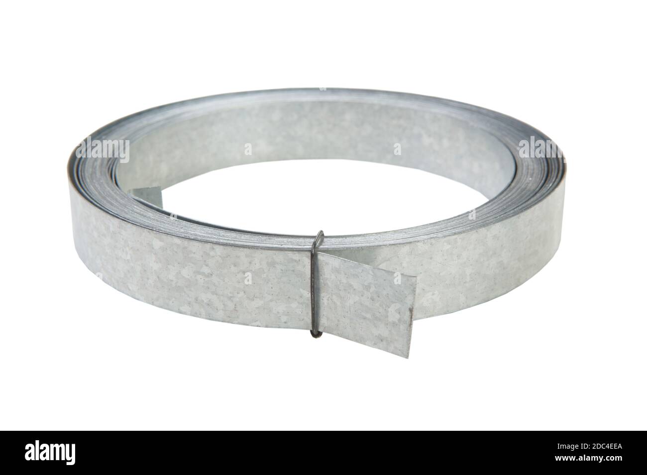 Galvanized metal strip in a roll. Isolated. White background Stock ...