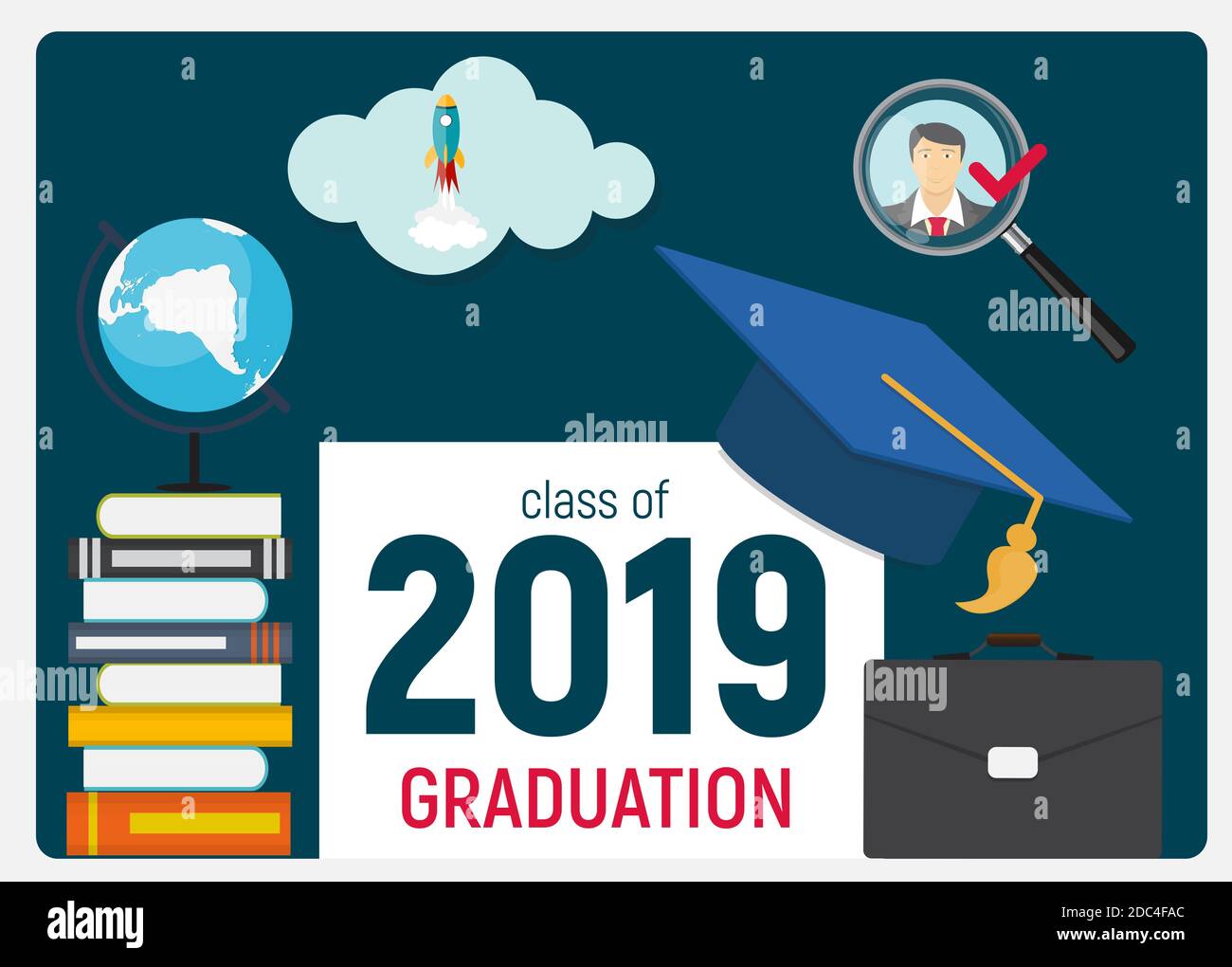Class of 2019 Graduarion Education Background. Illustration Stock Photo ...