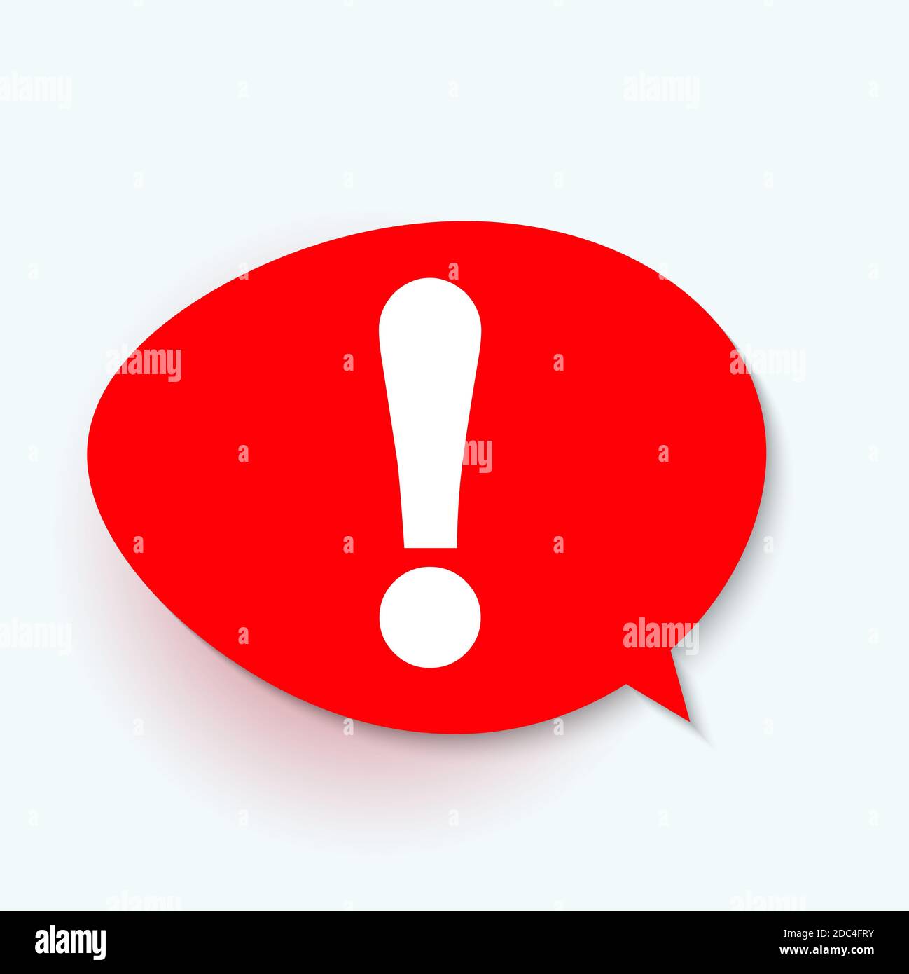 Red attention sign in speech bubble. Exclamation mark icon ...