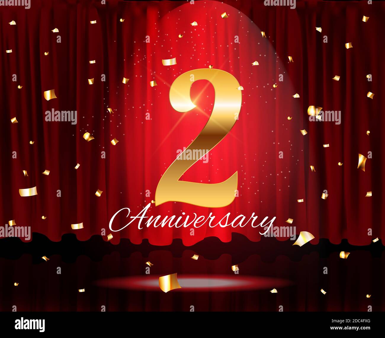 Golden 2 Years Anniversary Template Illustration Stock Photo - Alamy