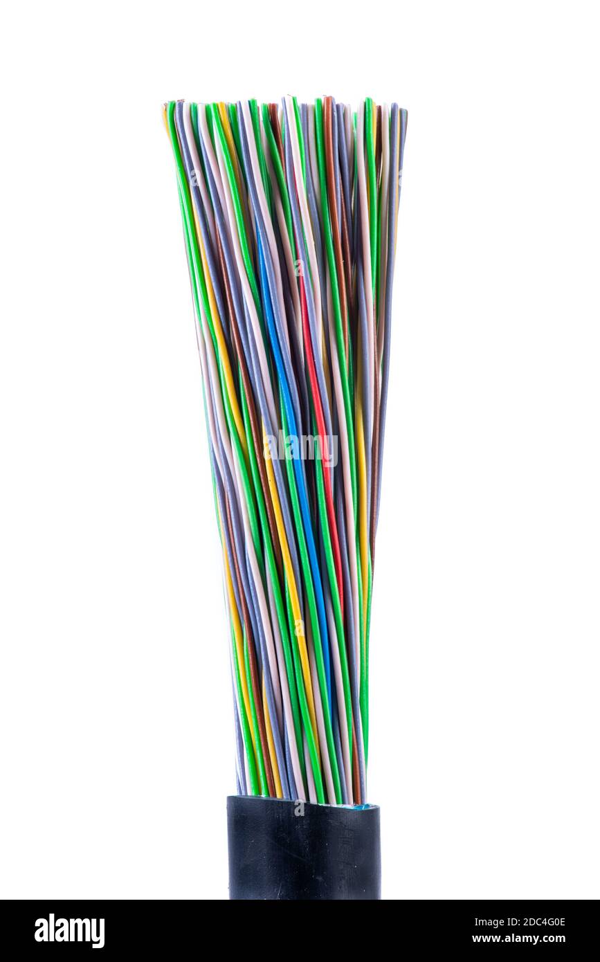 Telecommunication cable isolated on white background Stock Photo - Alamy