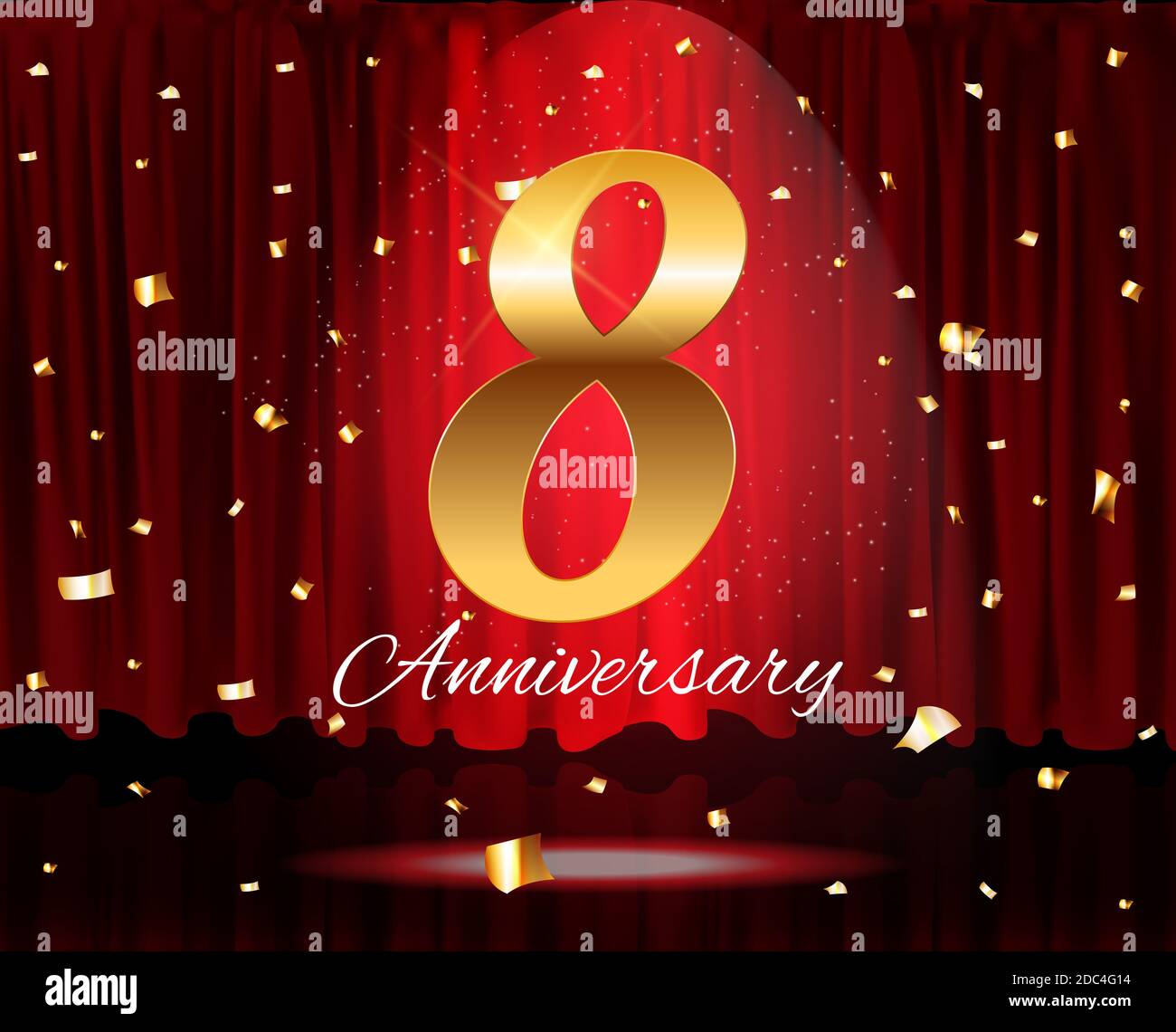 Golden 8 Years Anniversary Template Illustration Stock Photo - Alamy