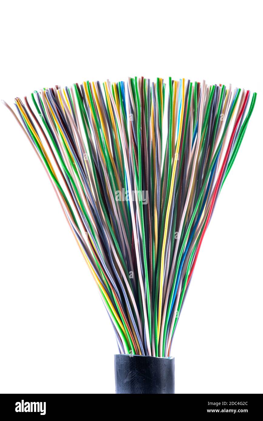 Telecommunication cable isolated on white background Stock Photo - Alamy