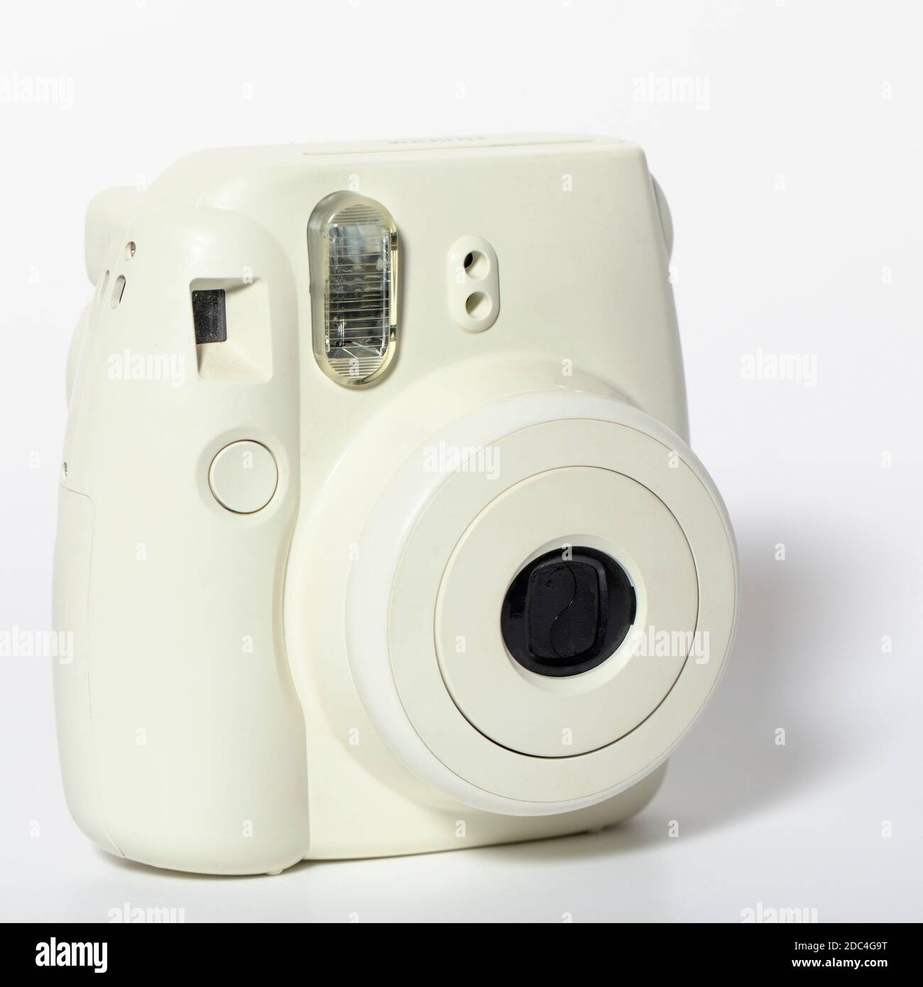 Old white plastic camera on a white background Stock Photo - Alamy