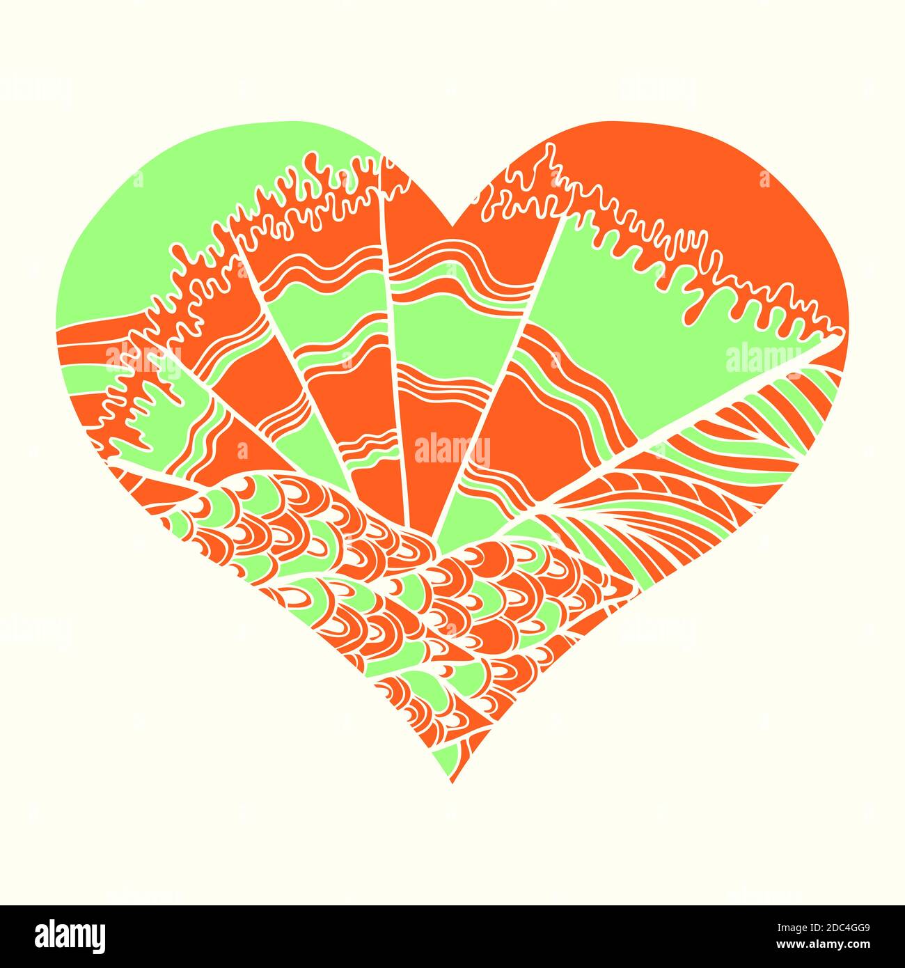 Zentangle heart with abstract floral pattern inside. Design element for ...