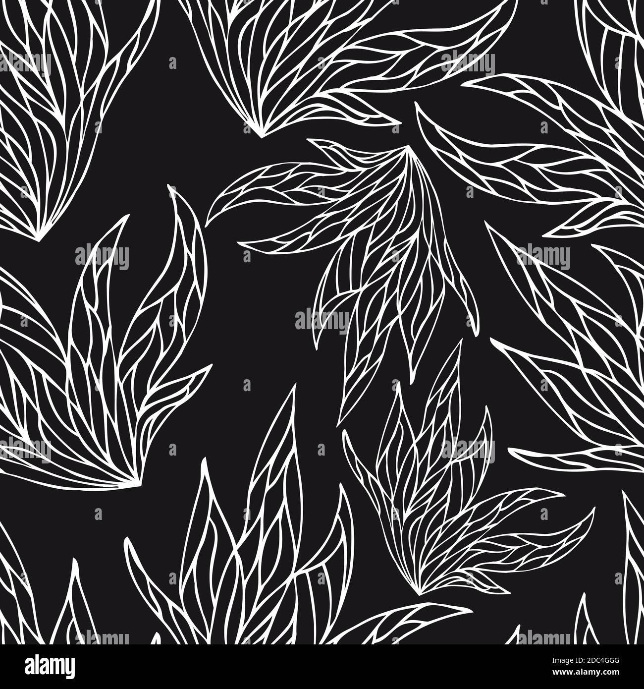 Black and white hand drawn zentangle seamless pattern with abstract ...