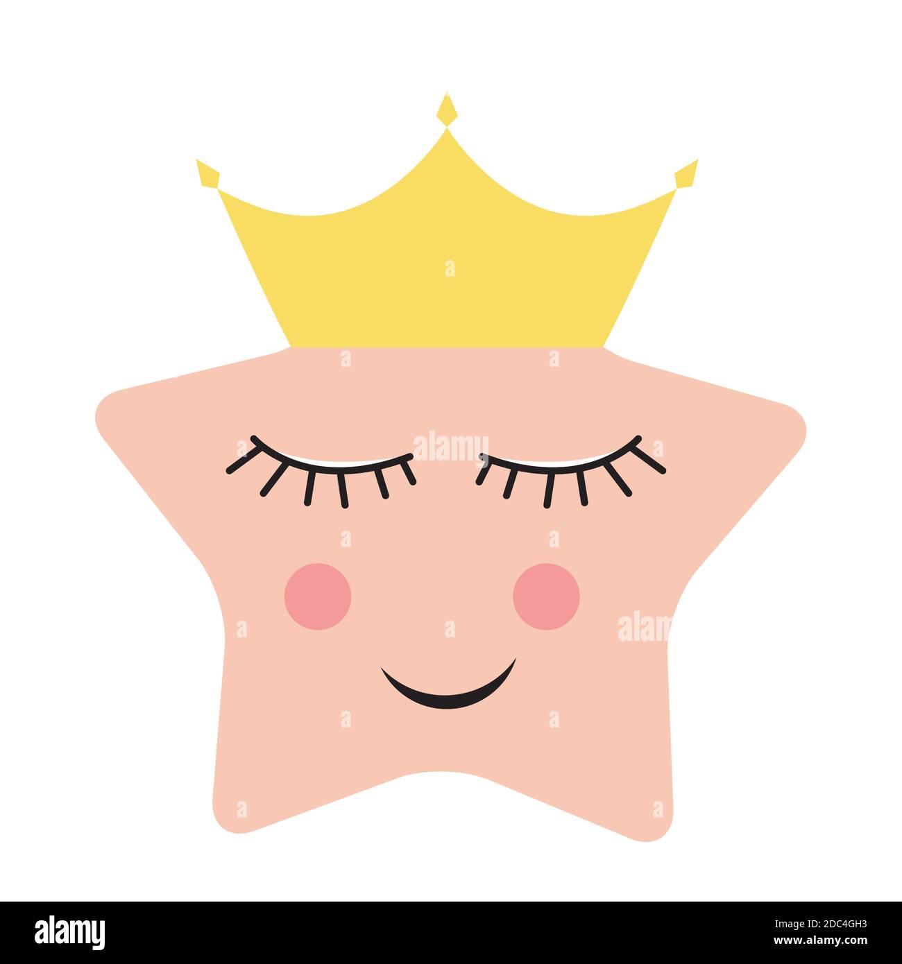 Cute Princess Star in Gold Crown Illustration Stock Photo - Alamy