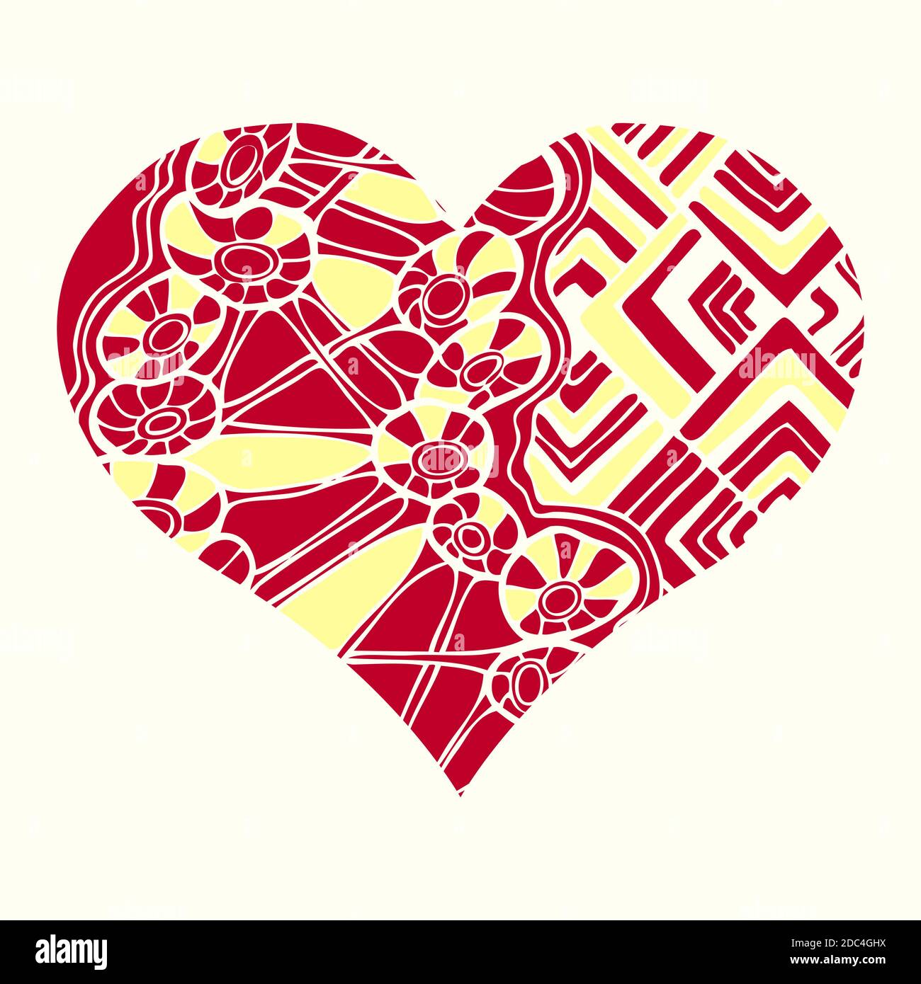 Zentangle heart with abstract floral pattern inside. Design element for ...