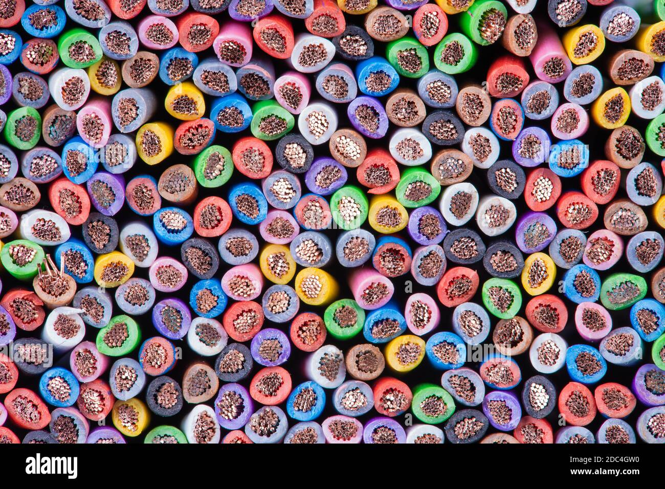 Cross section of electrical installation cable as background Stock ...