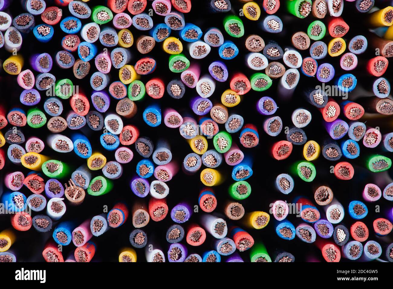 Cross section of electrical installation cable as background Stock ...