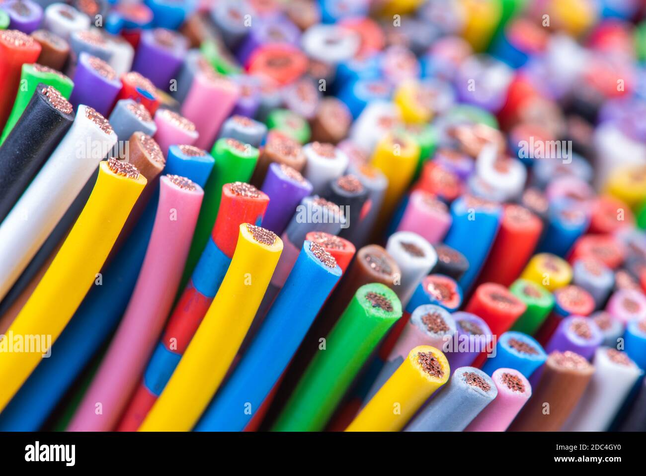 Colored electric copper cable closeup Stock Photo - Alamy