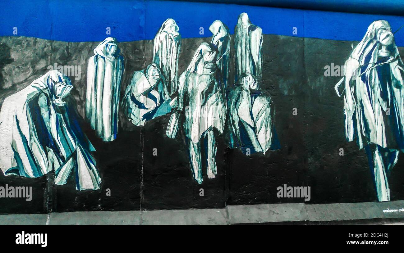 The East Side Gallery in Berlin, Germany. One of the of murals painted ...