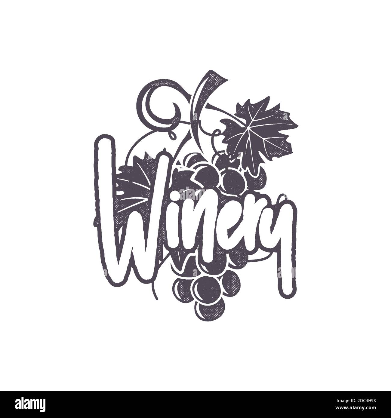 Winery logo template. Wine grape with calligraphic sign in retro ...