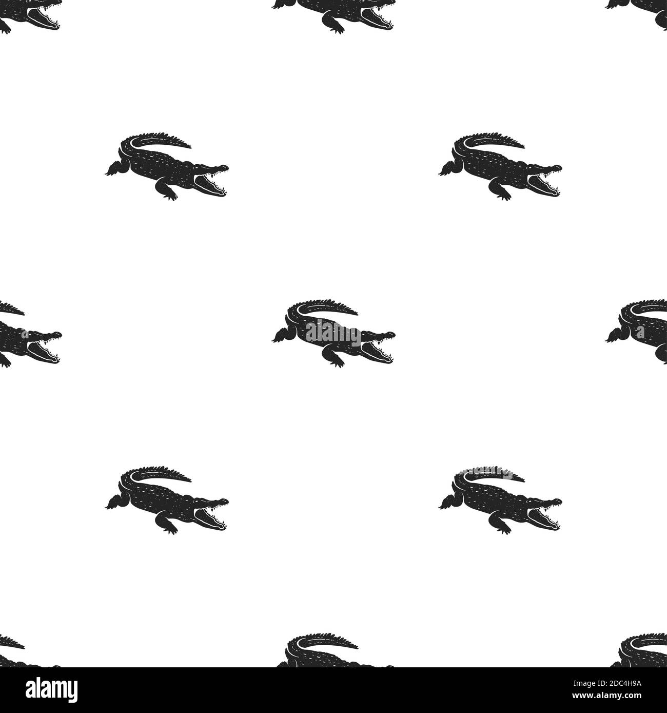 Crocodile pattern design. Alligator seamless background in silhouette ...
