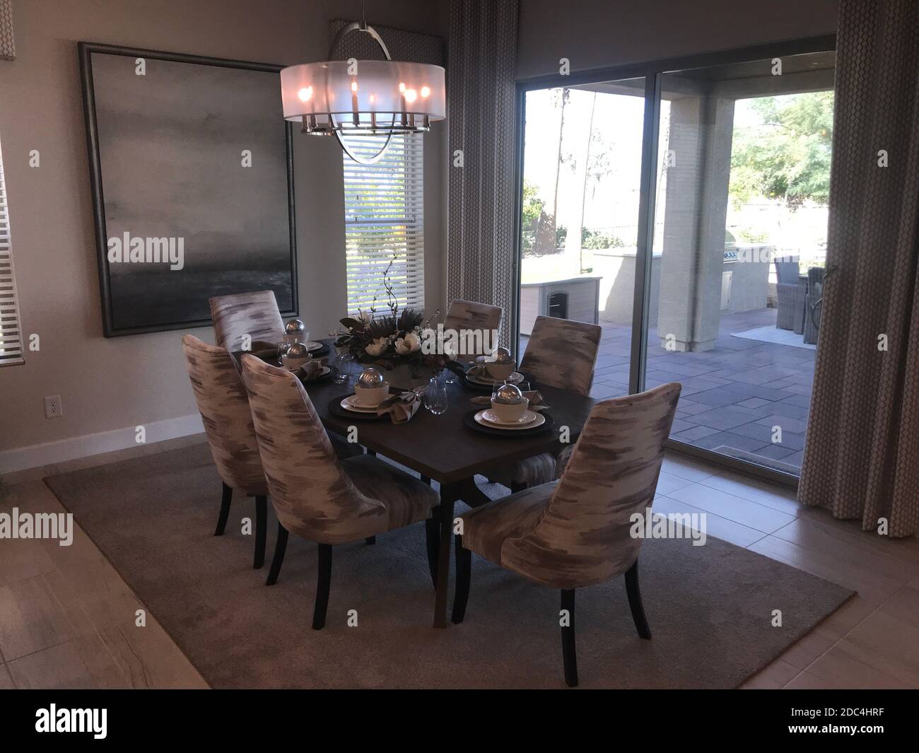 Beautiful dining room with table Stock Photo - Alamy