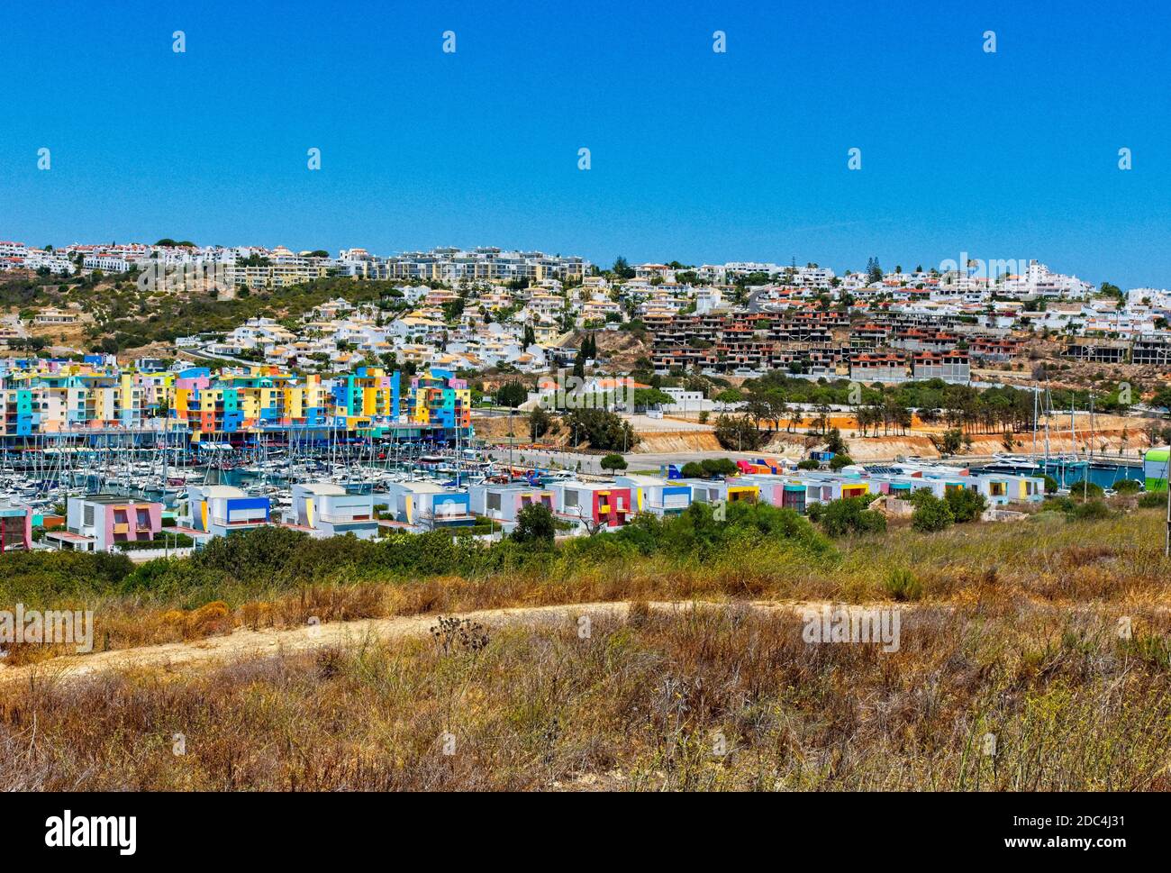 A scenic landscape view of the beautiful and colourful Albufeira ...