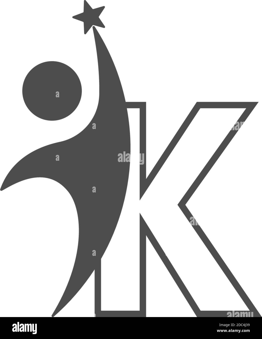 Letter K icon logo with abstrac sucsess man in front, alphabet logo ...