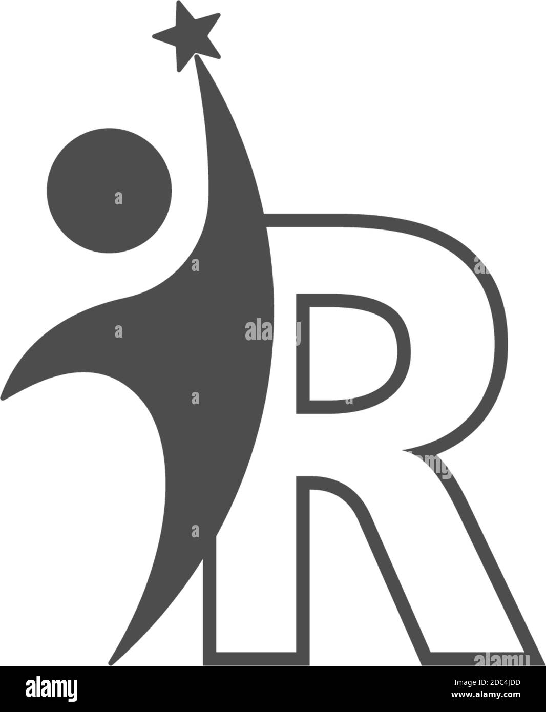 Letter R icon logo with abstrac sucsess man in front, alphabet logo ...