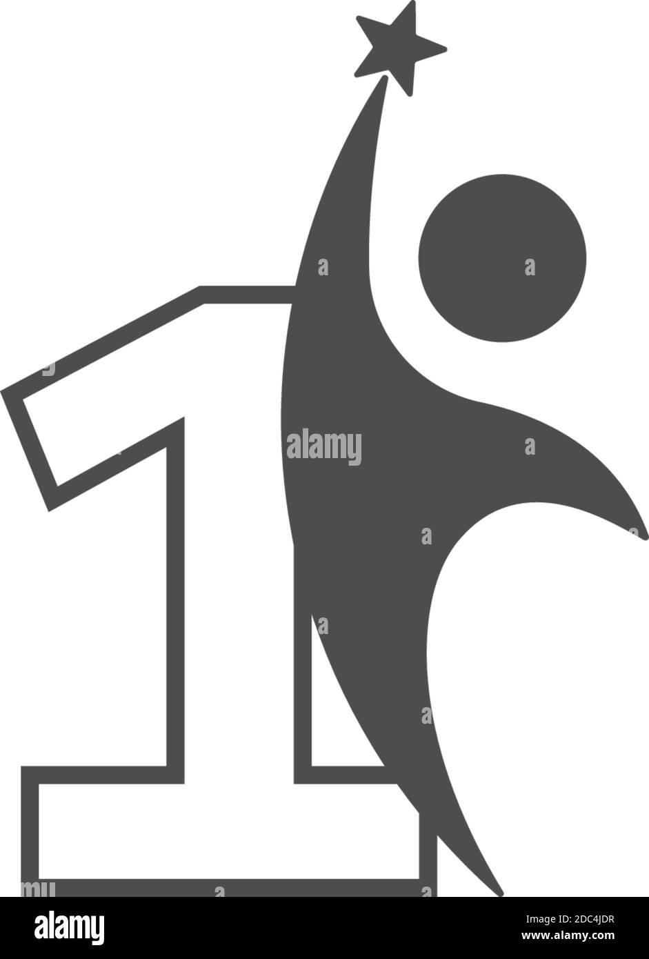Number 1 icon logo with abstrac sucsess man in front, alphabet logo ...