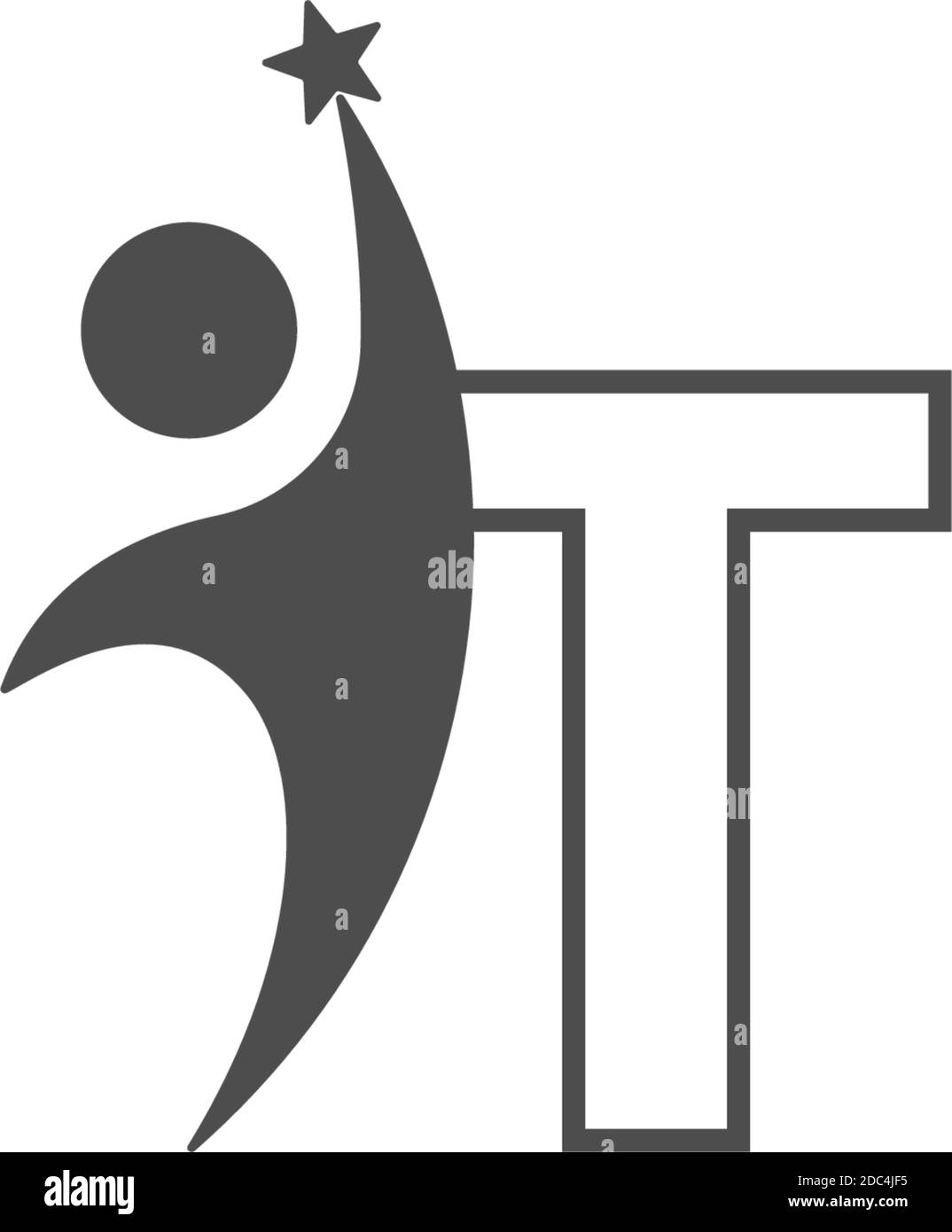 Letter T icon logo with abstrac sucsess man in front, alphabet logo ...