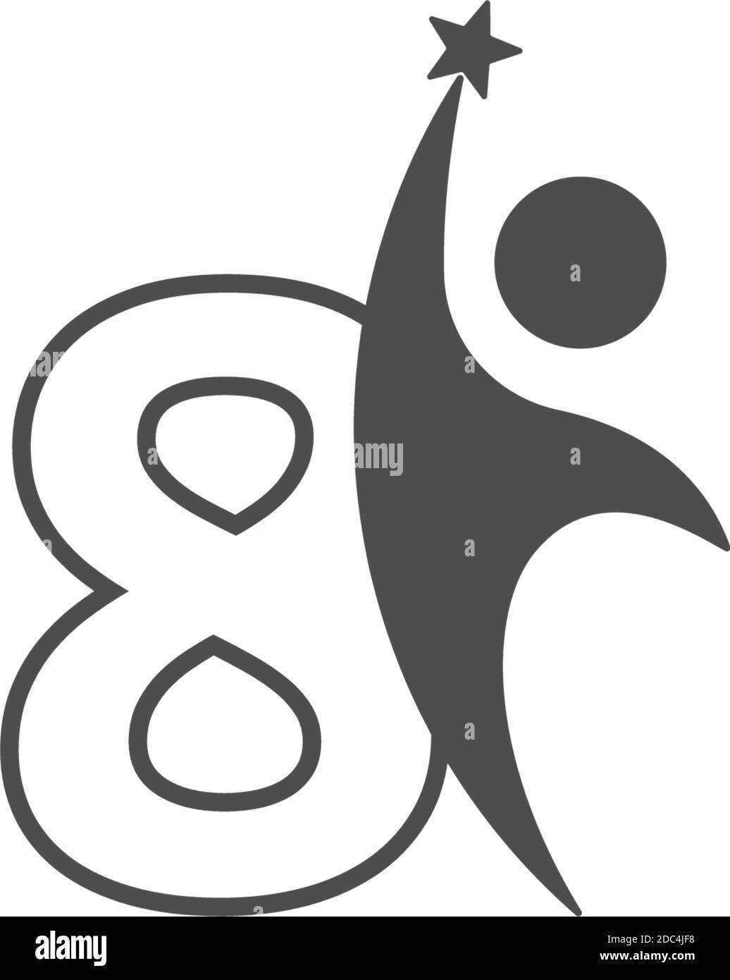 Number 8 icon logo with abstrac sucsess man in front, alphabet logo ...