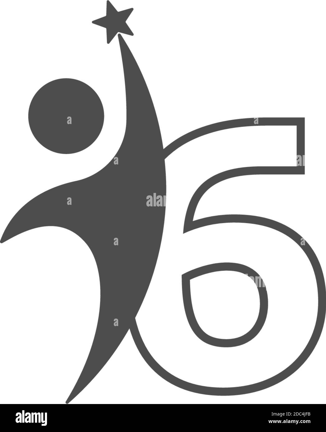 Number 6 icon logo with abstrac sucsess man in front, alphabet logo ...