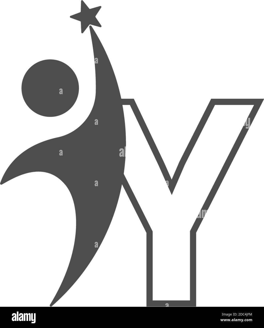 Letter Y icon logo with abstrac sucsess man in front, alphabet logo ...