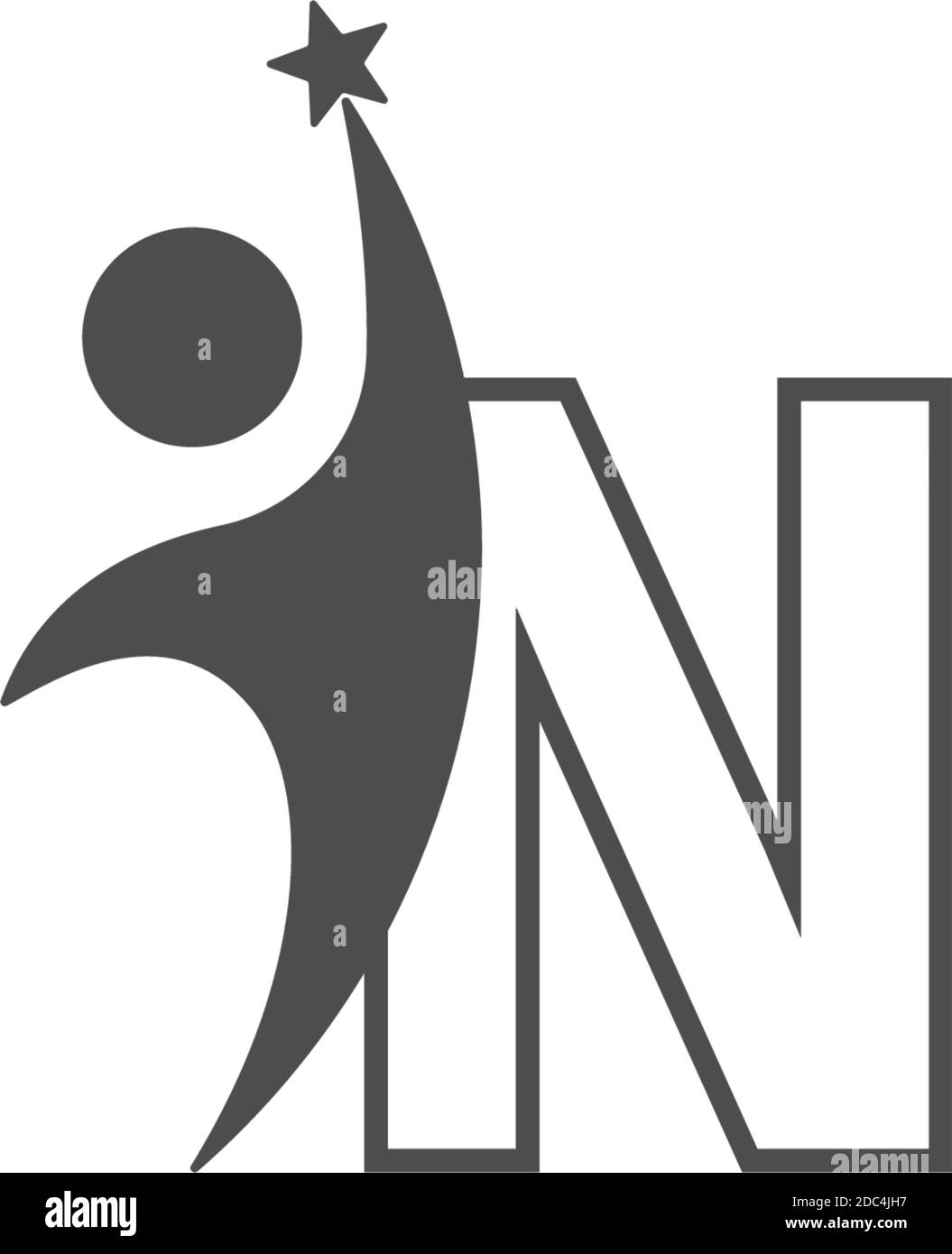 Letter N icon logo with abstrac sucsess man in front, alphabet logo ...