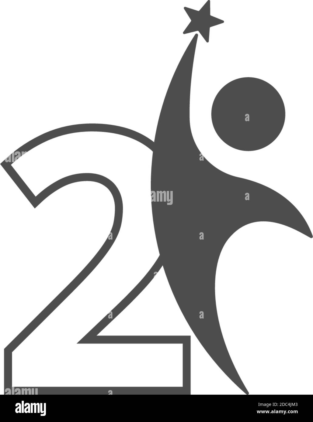 Number 2 icon logo with abstrac sucsess man in front, alphabet logo ...