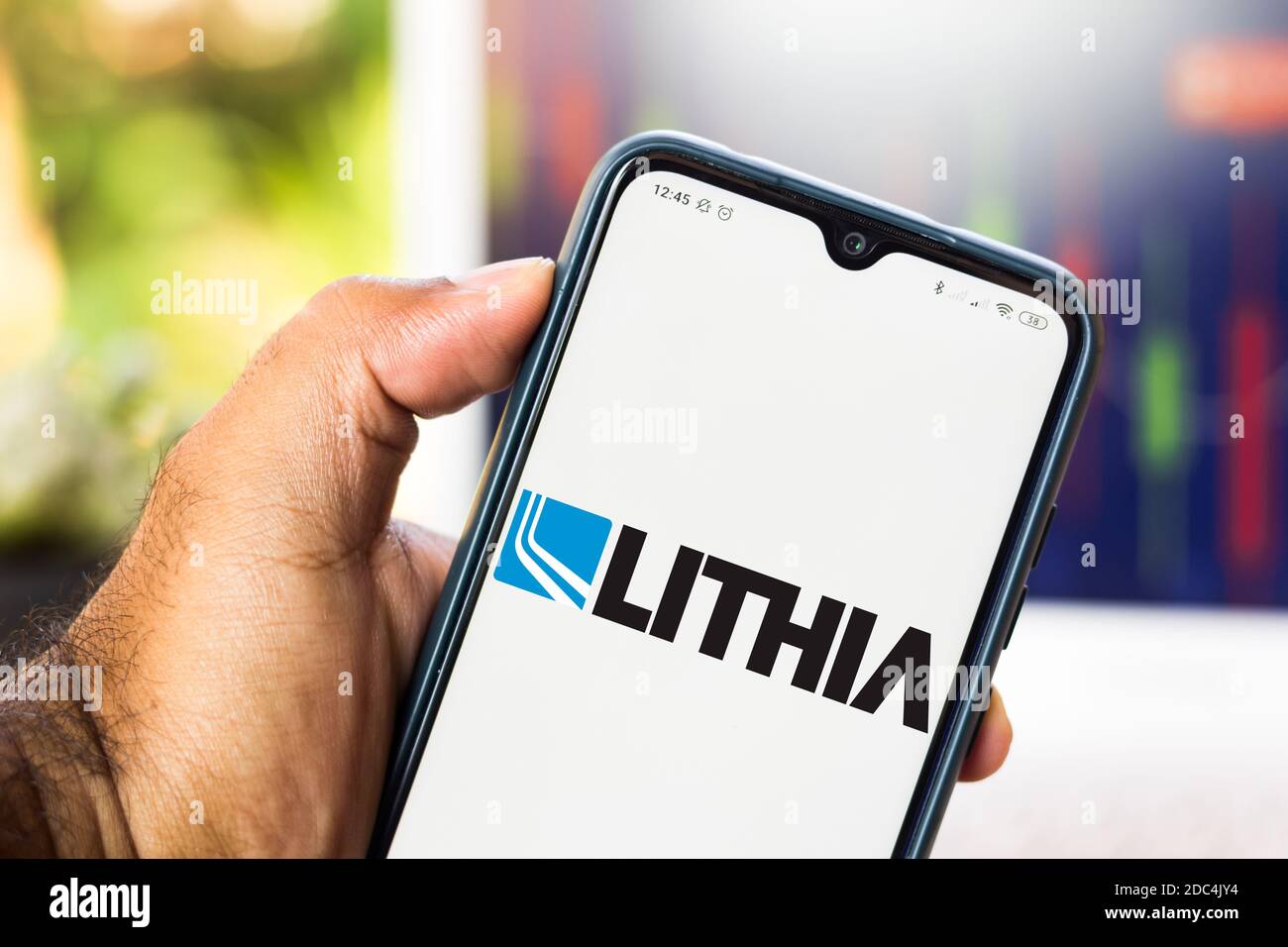 In this photo illustration the Lithia Motors logo seen displayed on a ...